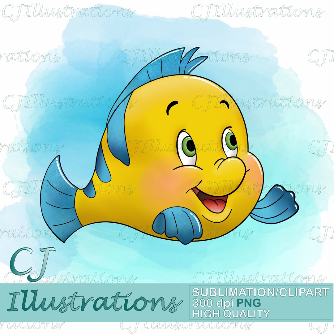 Cute Fish Friend Little Mermaid Clipart Pattern PNG DIGITAL DOWNLOAD ...