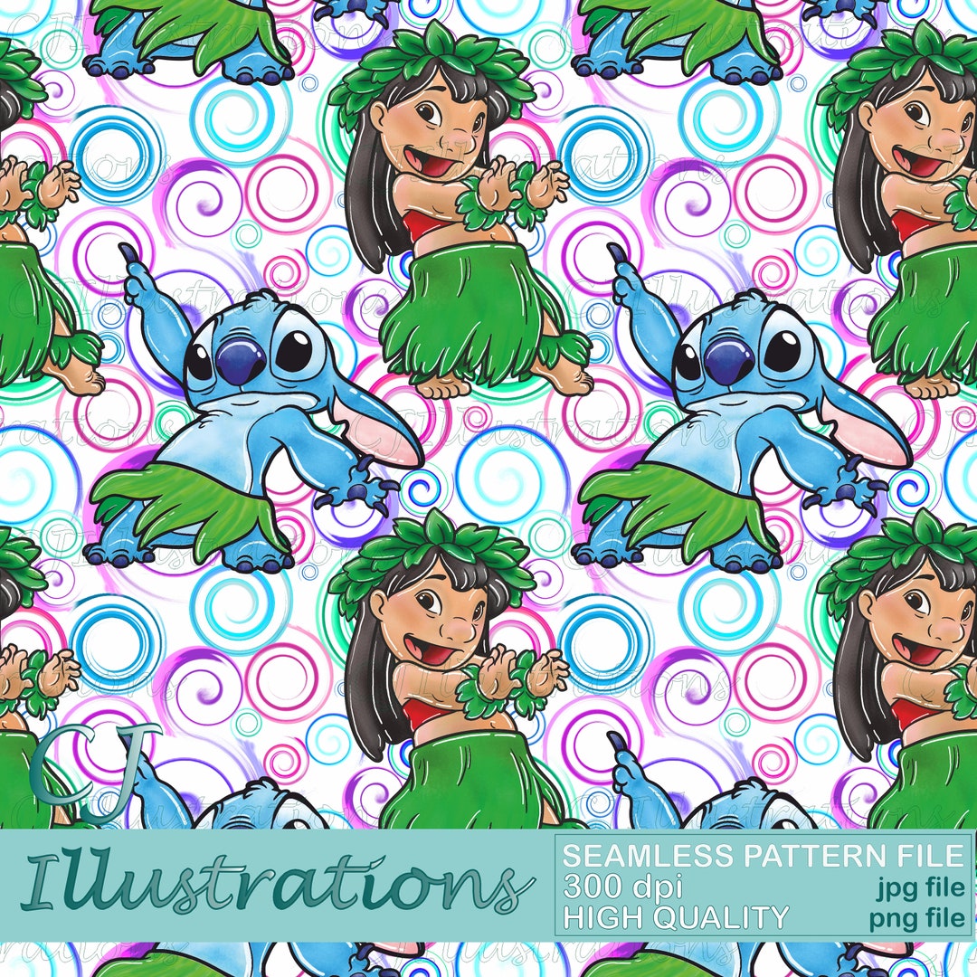 Cute Lilo and Stitch Seamless Pattern DIGITAL DOWNLOAD Commercial Use ...