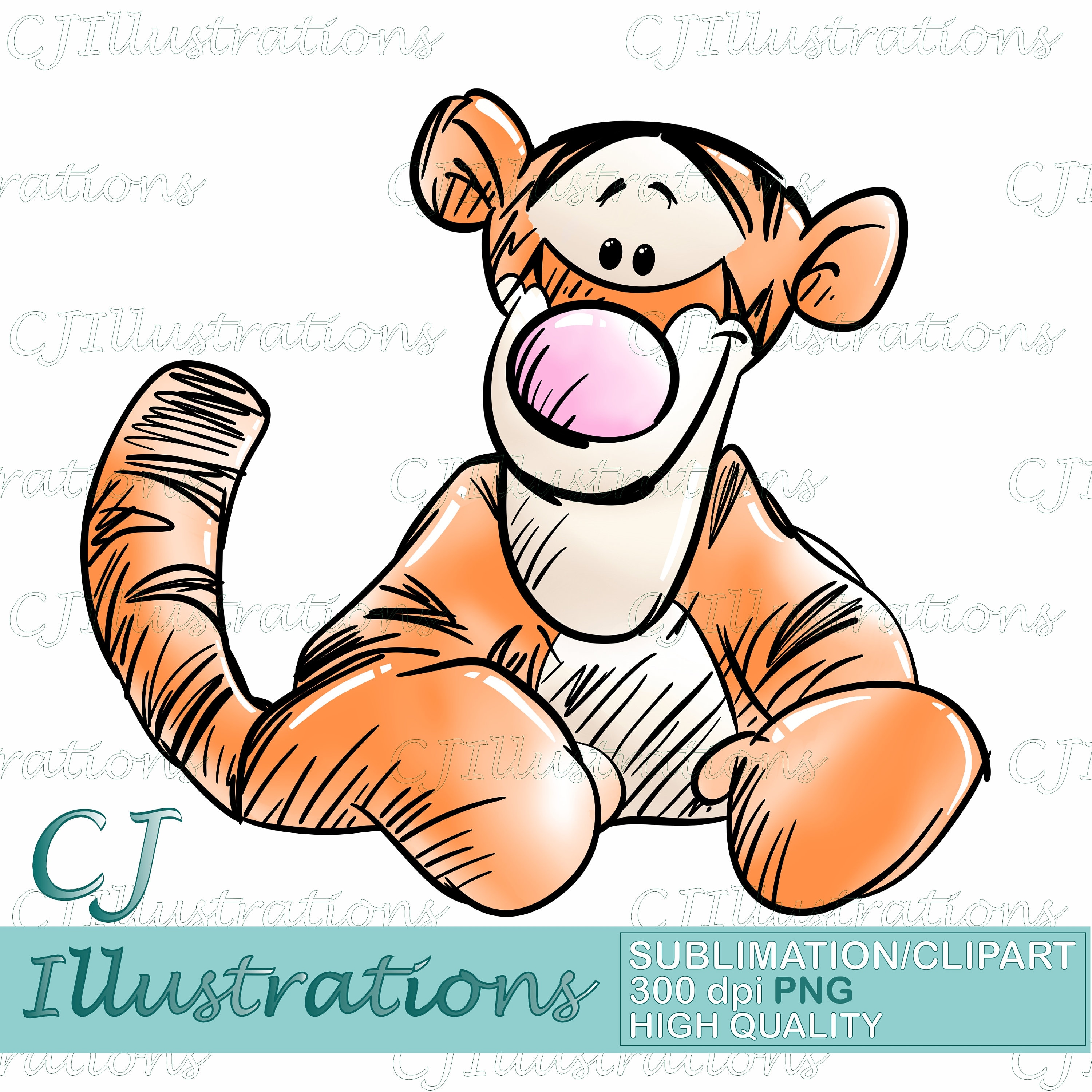 Tigger Winnie the Pooh Sketch, Eeyore, Piglet Clipart Sublimation ...