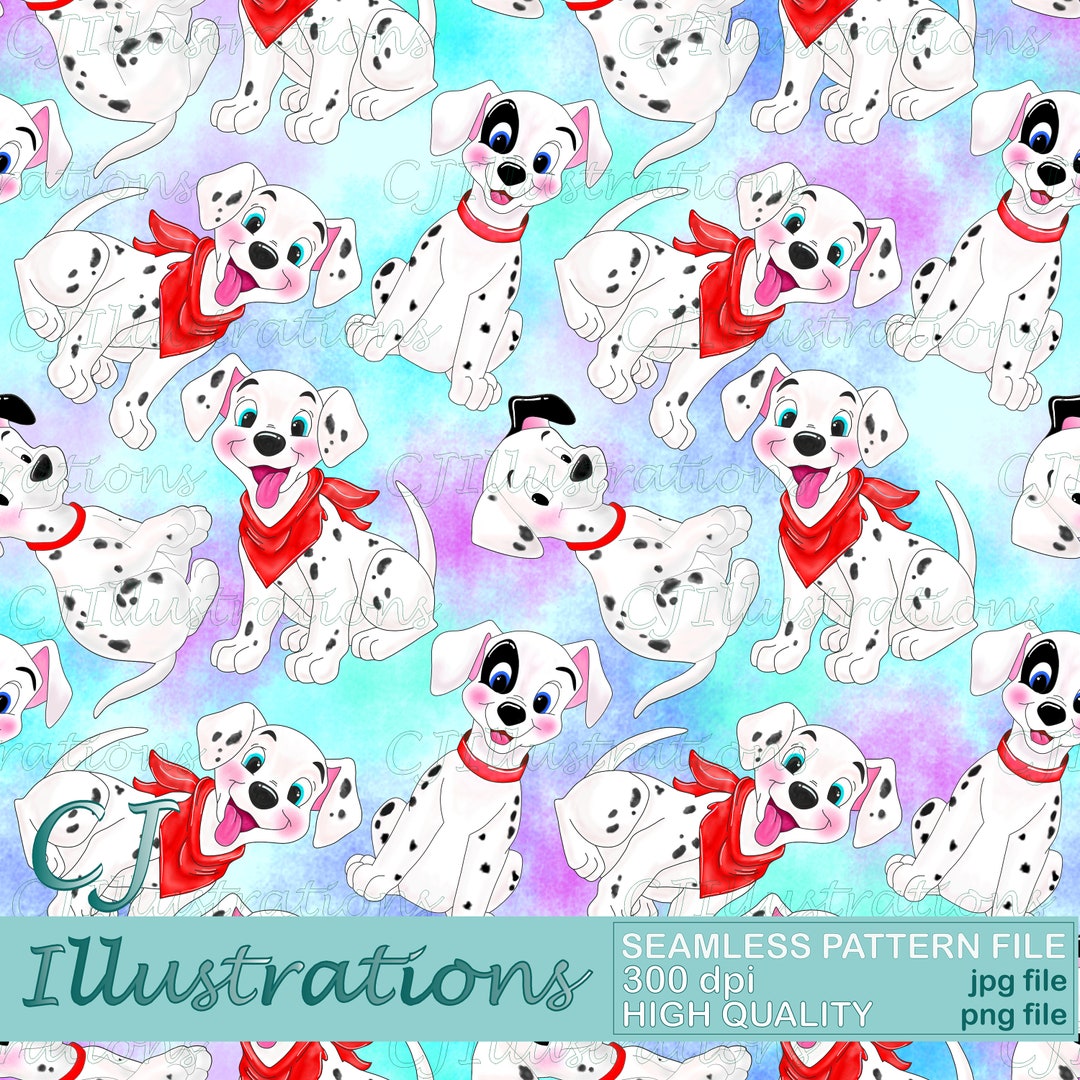 Cute Dalmatians Dog Seamless Pattern DIGITAL DOWNLOAD Commercial Use ...