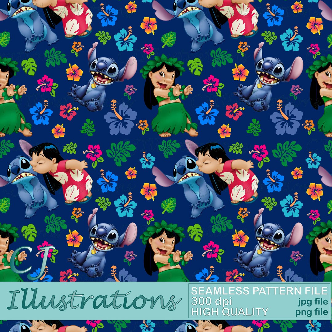 Cute Lilo and Stitch Seamless Pattern DIGITAL DOWNLOAD Commercial Use ...