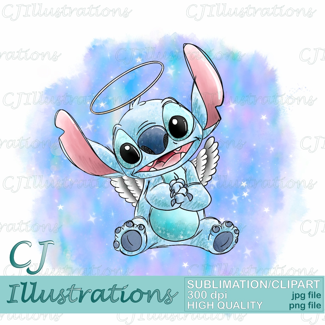Cute Angel Stitch Sketch Clipart Sublimation Design Digital Download ...