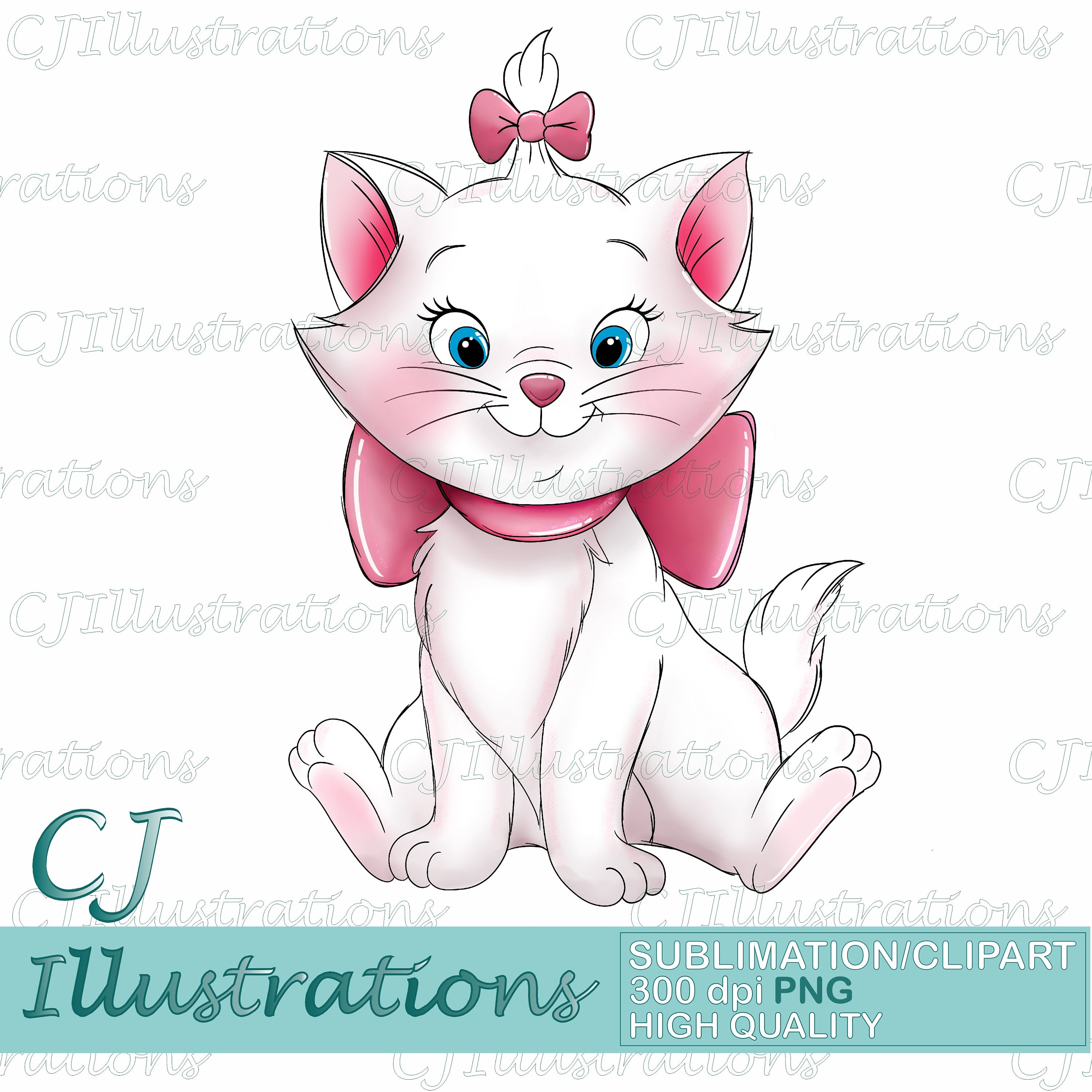 Cute Aristocats Marie Clipart Pattern PNG. DIGITAL DOWNLOAD Commercial ...