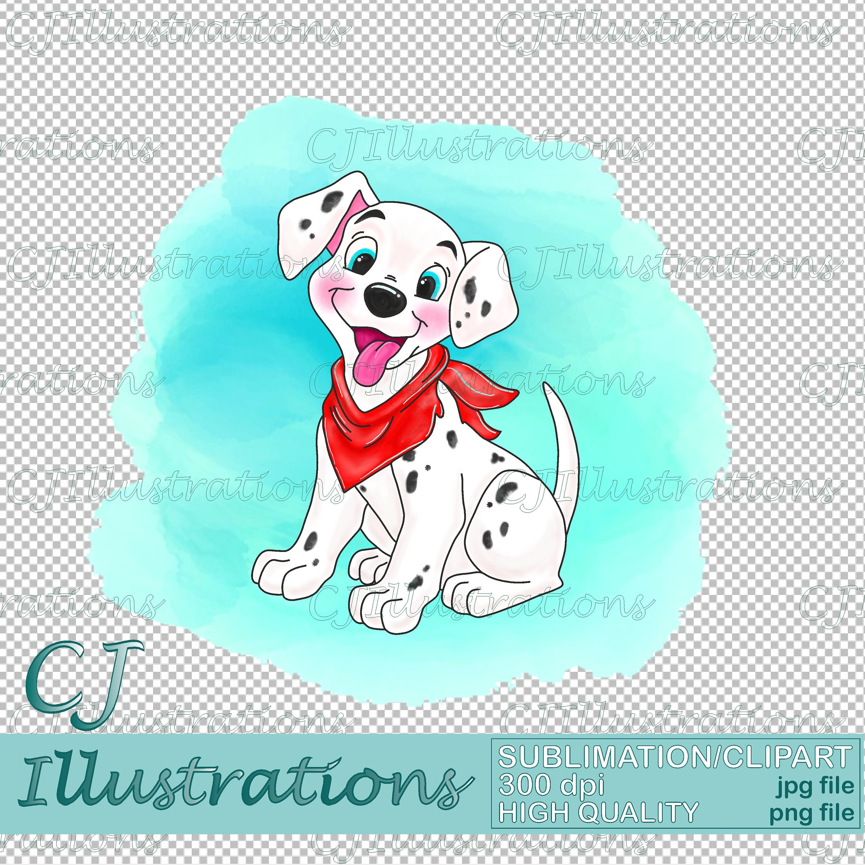 101 Dalmations Dog Clipart Sublimation Design Digital Download PNG JPG ...