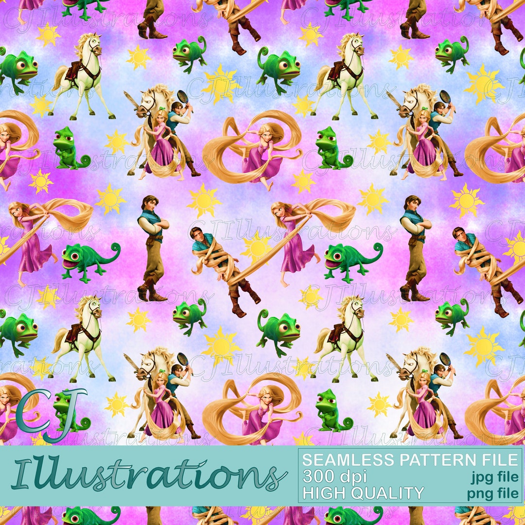 Rapunzel Princess Seamless Pattern DIGITAL DOWNLOAD Commercial Use ...