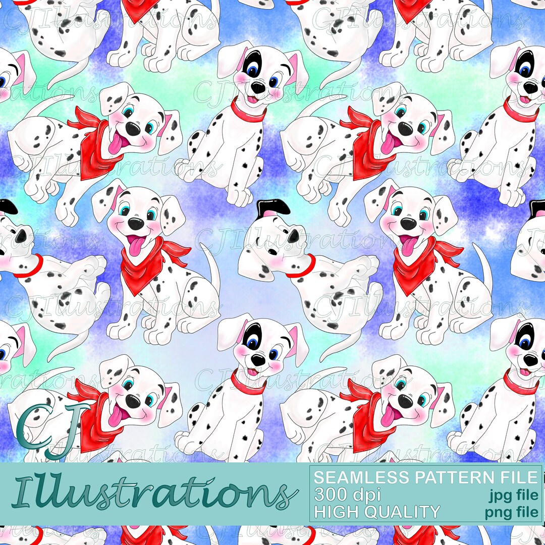 Cute Dalmatians Dog Seamless Pattern DIGITAL DOWNLOAD Commercial Use ...