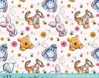 Winnie the Pooh, Eeyore Seamless Repeat Pattern. Digital Paper. DIGITAL ...