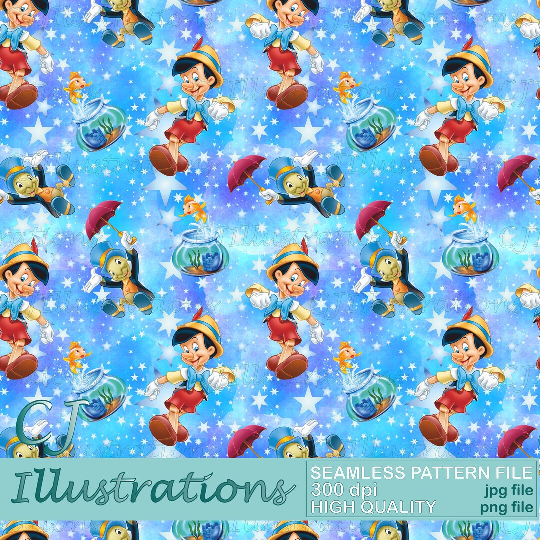 Cute Pinocchio Seamless Pattern DIGITAL DOWNLOAD Commercial Use ...