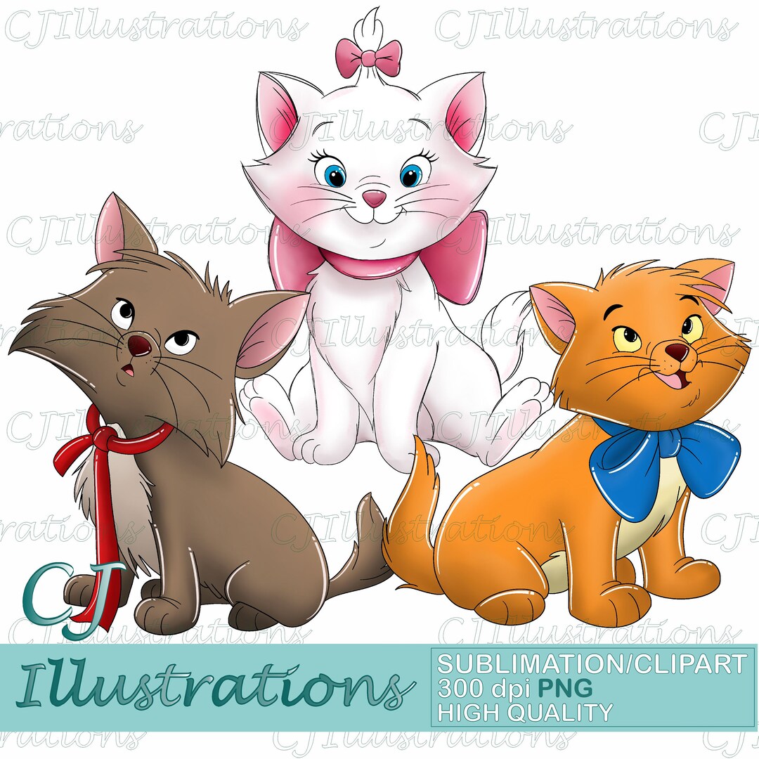 Cute Aristocats Marie Clipart Bundle Set Patterns PNG. DIGITAL DOWNLOAD ...