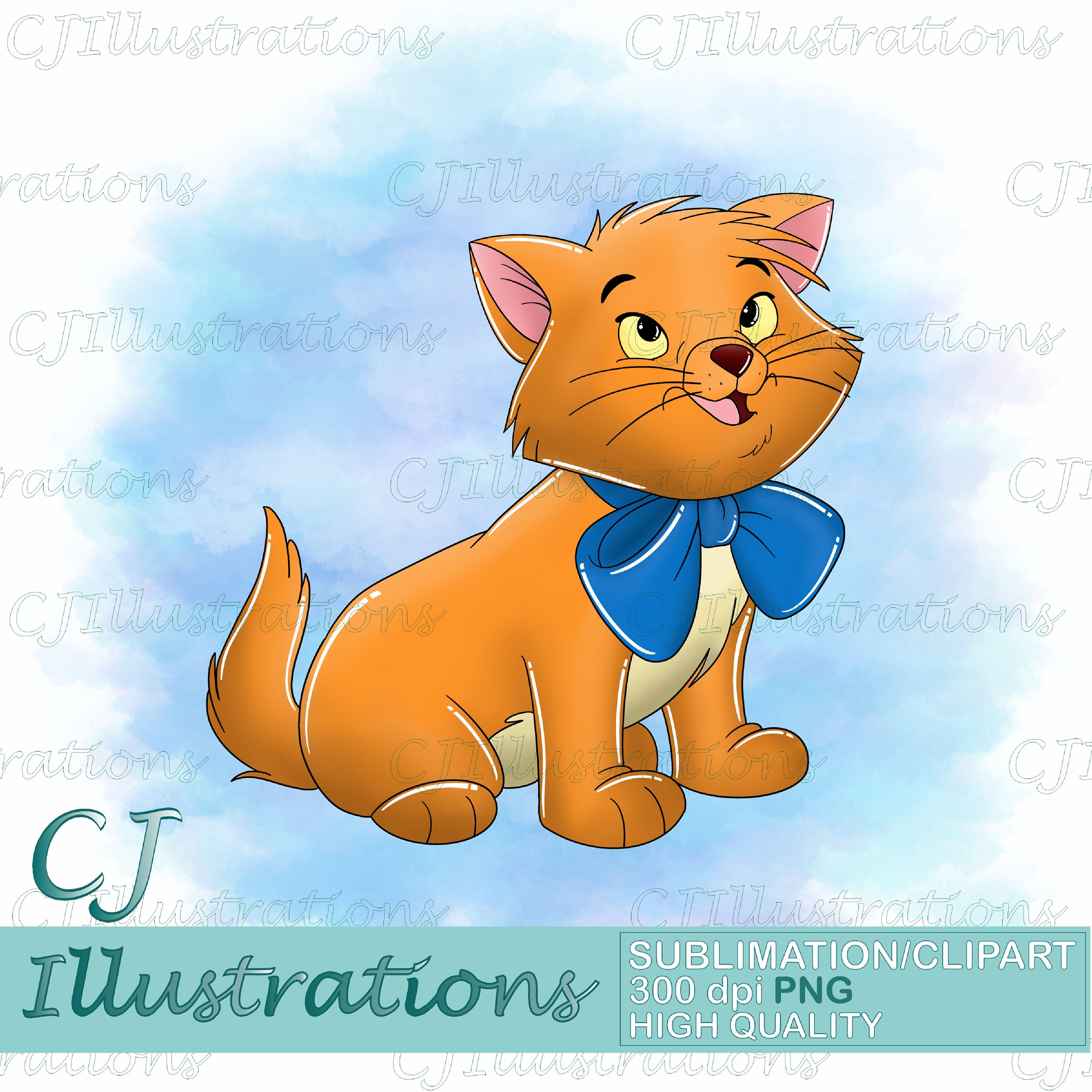 Cute Aristocats Toulouse Clipart Pattern PNG. DIGITAL DOWNLOAD ...