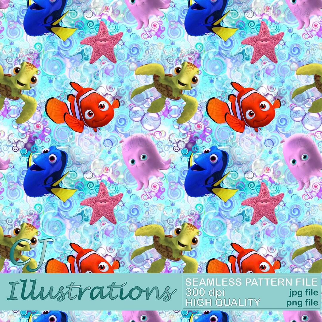 Cute Nemo Seamless Pattern DIGITAL DOWNLOAD Commercial Use Printable ...