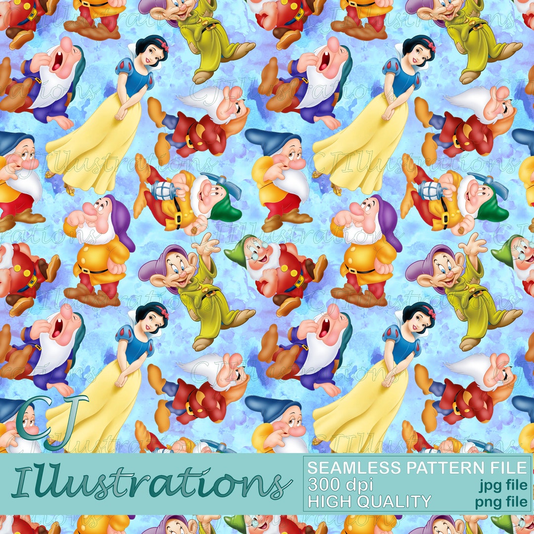 Snow White Princess Seamless Pattern DIGITAL DOWNLOAD Commercial Use ...