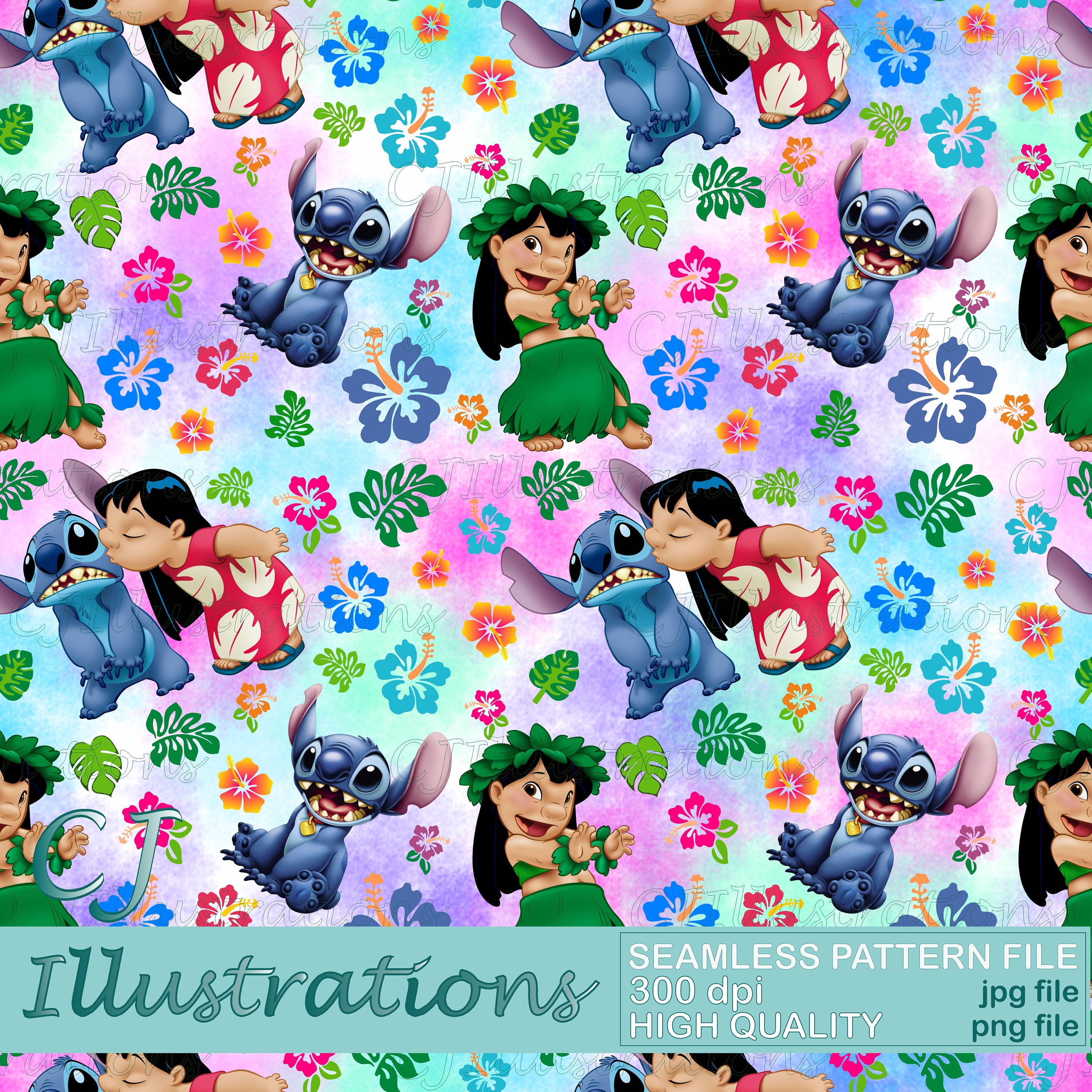 Cute Lilo and Stitch Seamless Pattern DIGITAL DOWNLOAD Commercial Use ...
