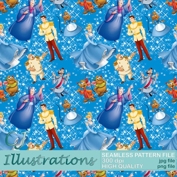 Cinderella Seamless Pattern - Etsy