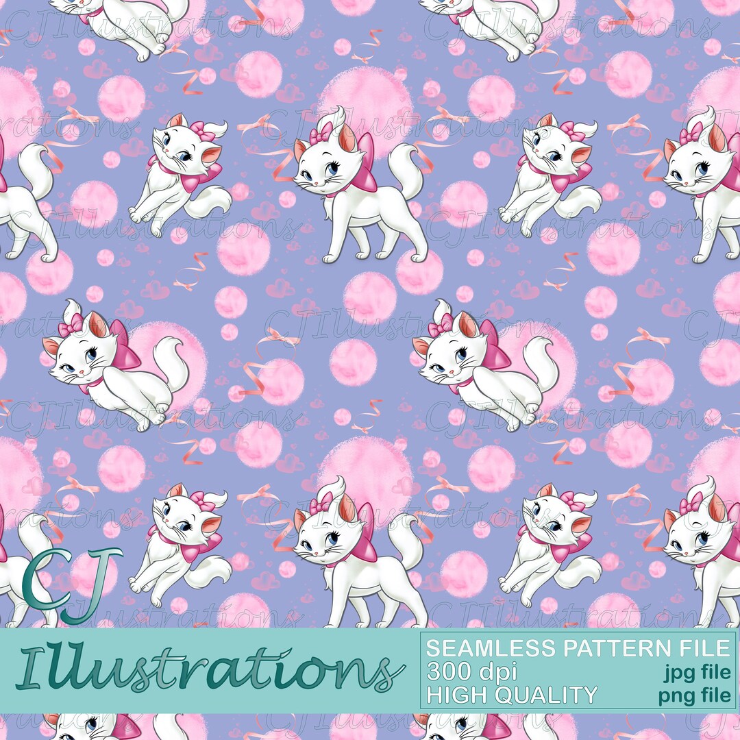 Cute Aristocats Marie Seamless Pattern DIGITAL DOWNLOAD Commercial Use ...