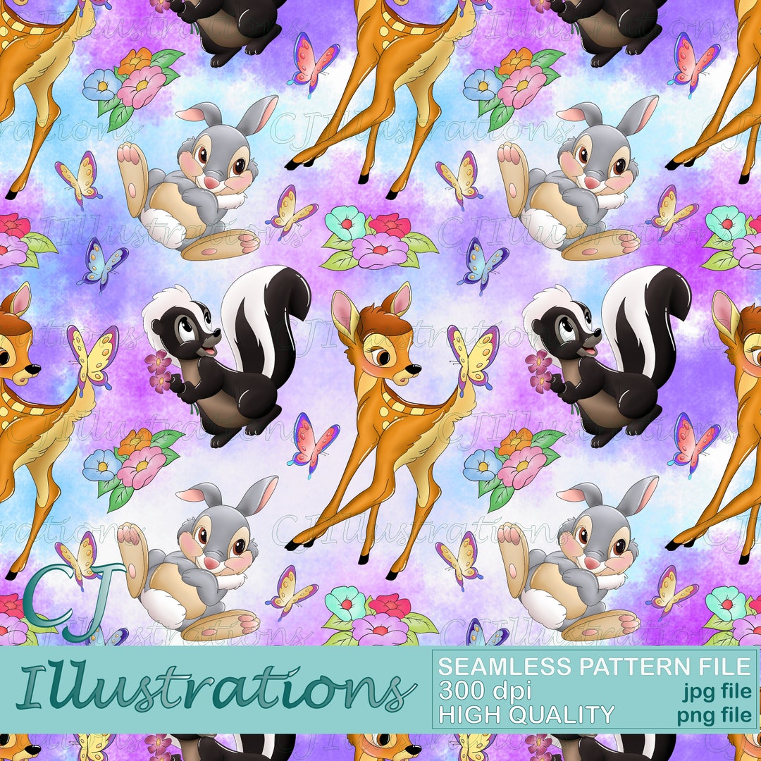 Cute Bambi Seamless Pattern DIGITAL DOWNLOAD Commercial Use Printable ...