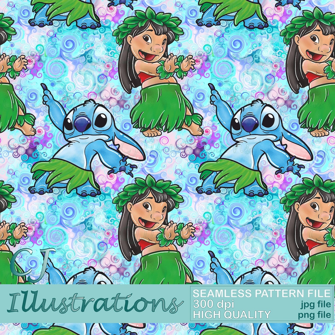 Cute Lilo and Stitch Seamless Pattern DIGITAL DOWNLOAD - Etsy