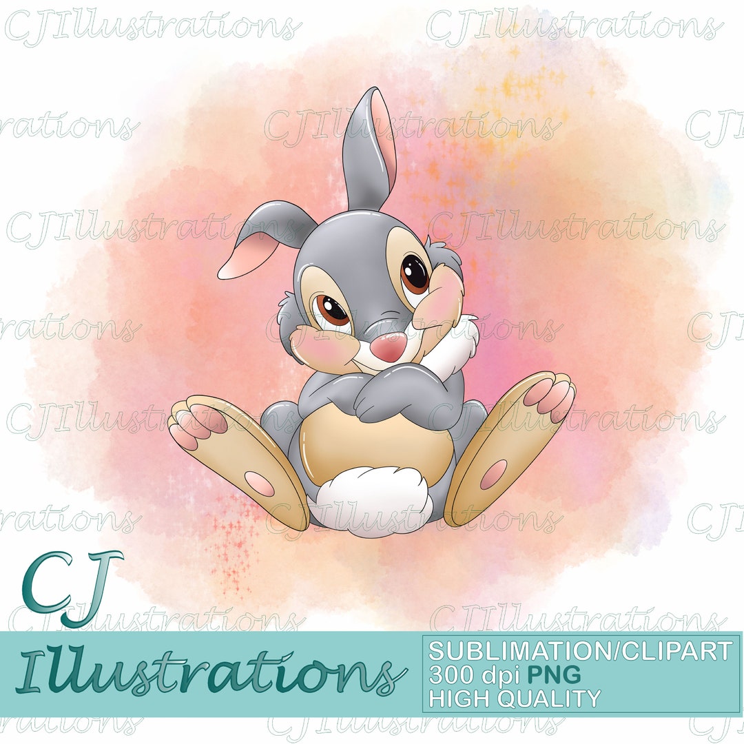 Cute Thumper Sketch Clipart Sublimation Design Digital Download PNG JPG ...