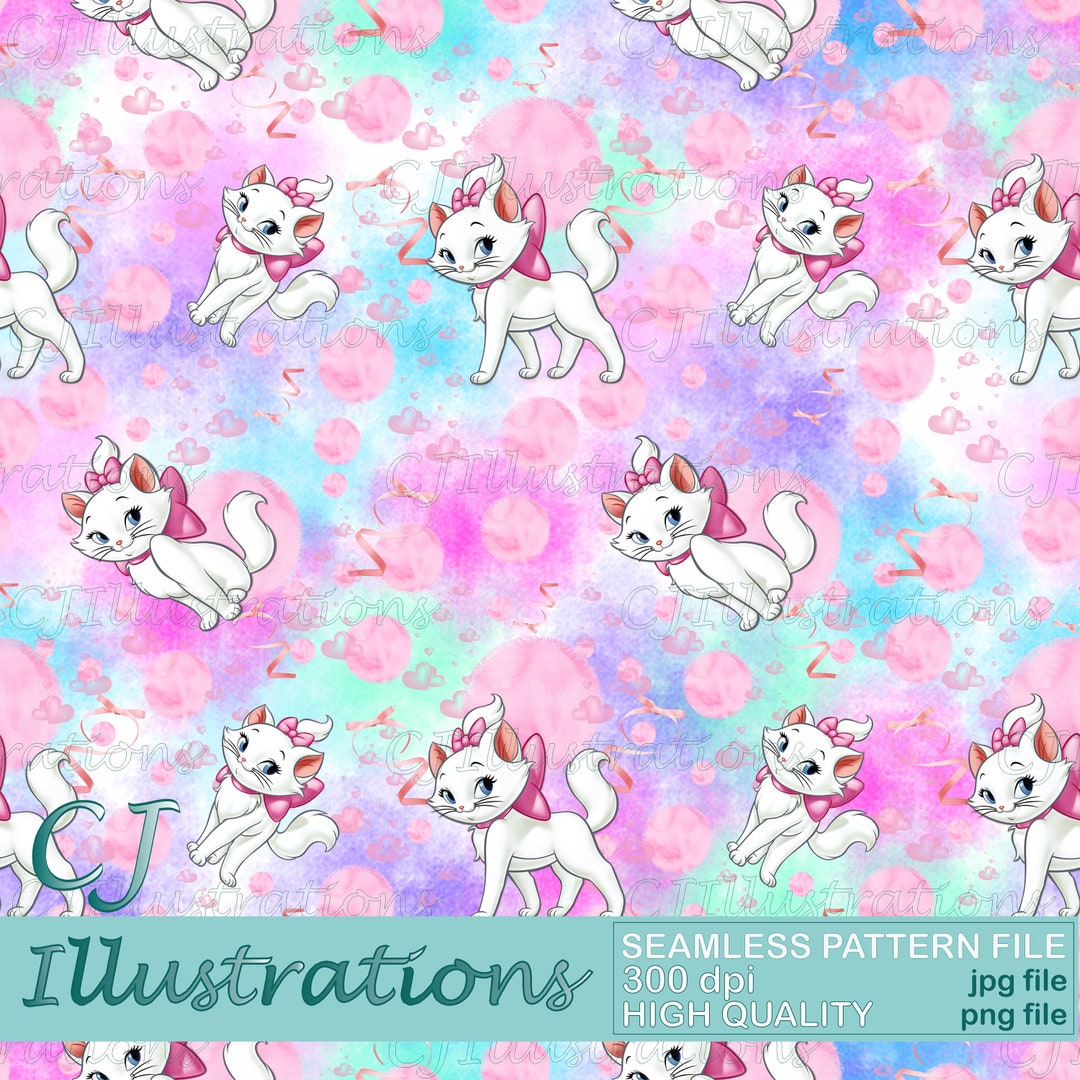 Cute Aristocats Marie Seamless Pattern DIGITAL DOWNLOAD Commercial Use ...