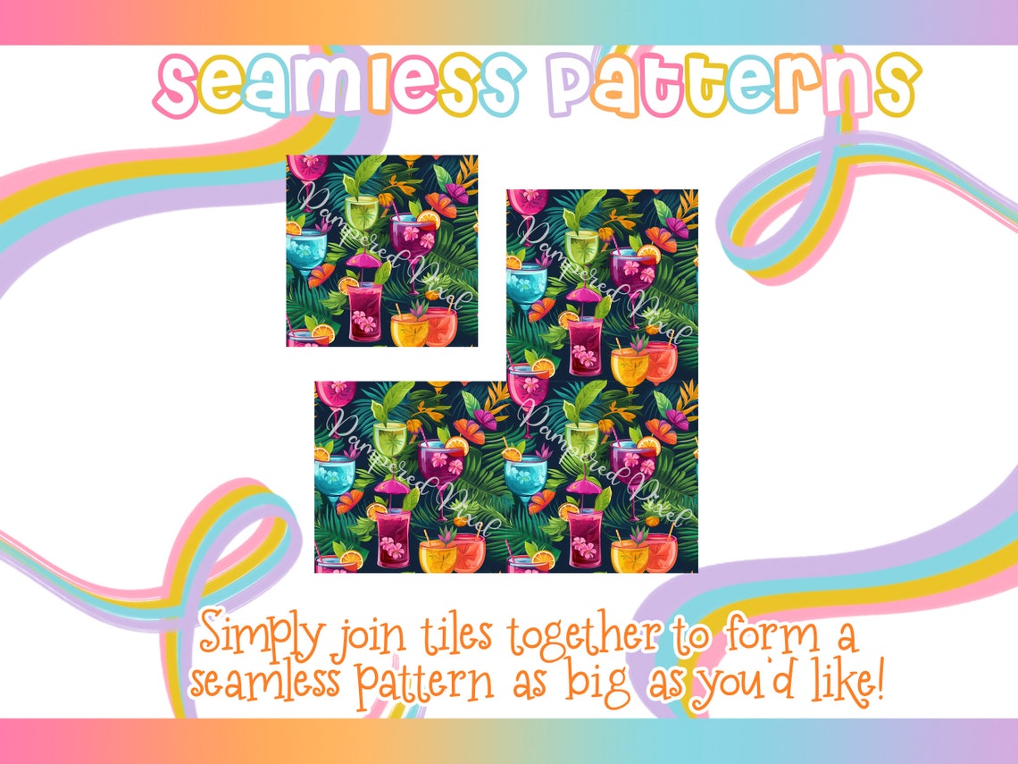 12 Seamless Glowing Neon Digital, Dark Neon Patterns, Printable ...