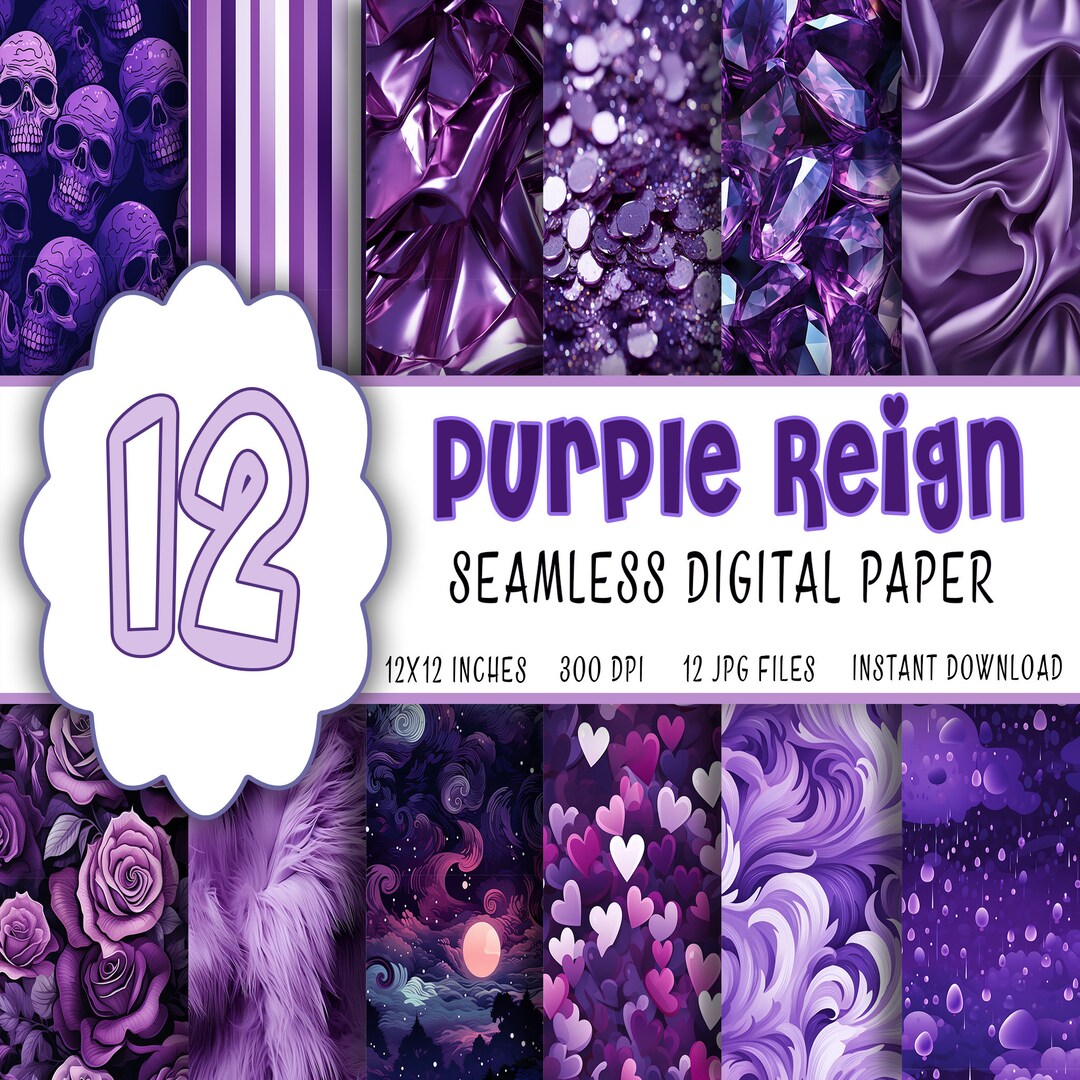 12 Purple Digital Paper. Scrapbooking Pages. Purple Roses Scrapbook ...