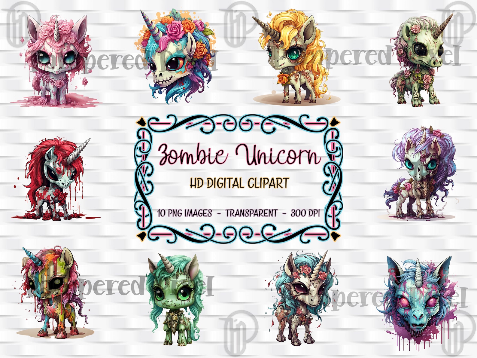 10 Zombie Unicorn Clipart, Funny Halloween Plush Zombies Unicorns Horror Images Png, Scary ...