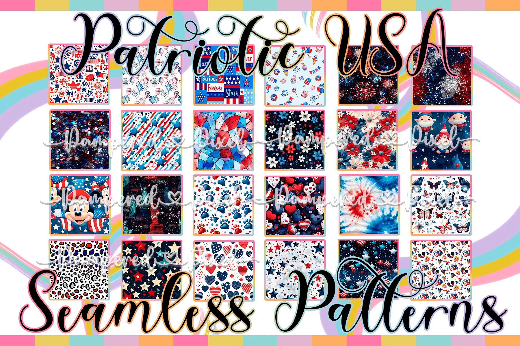 24 USA Digital Paper Set - Stars and Stripes - Red White and Blue ...