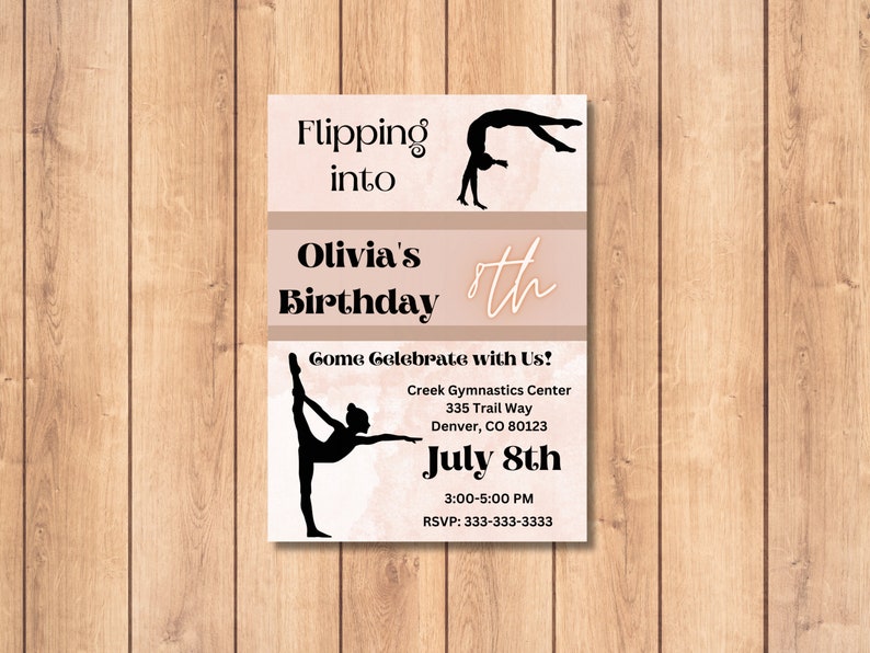 Gymnastics Invitation for Girls Birthday Party Editable Digital ...