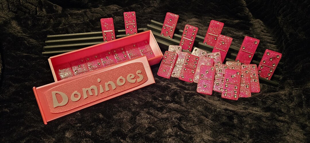 Pink Dominoes and Box With Chrome Color Dots & Box 2 FREE Holders ...
