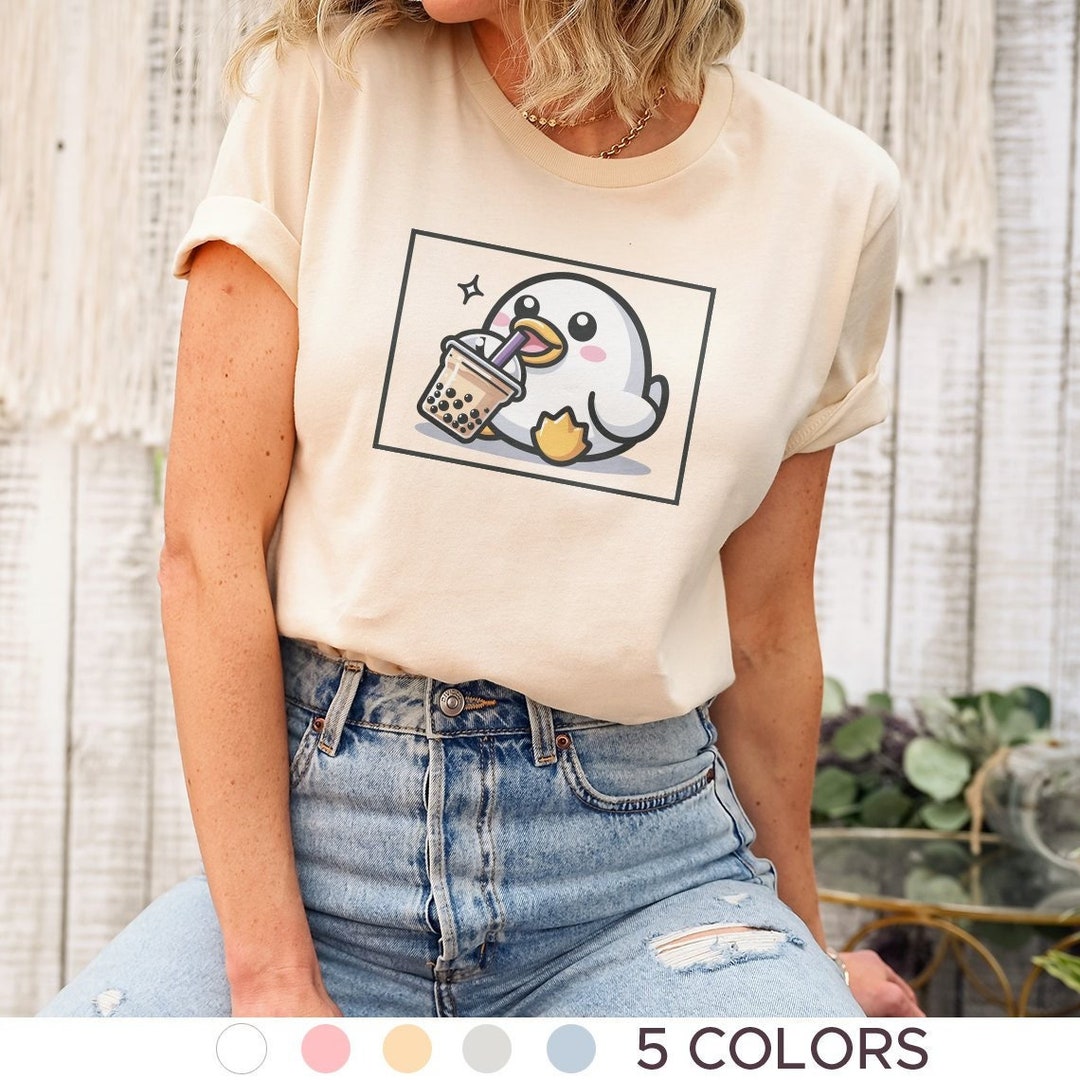Cute Duck Boba Tea Lover T-shirt, Kawaii Bubble Tea Graphic Tee, Unisex ...