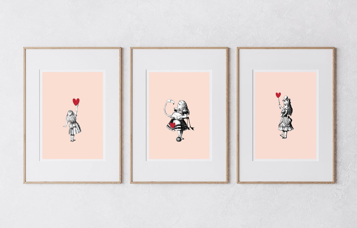 Vintage Alice in Wonderland Digital Print- Alice & Flamingo - Etsy
