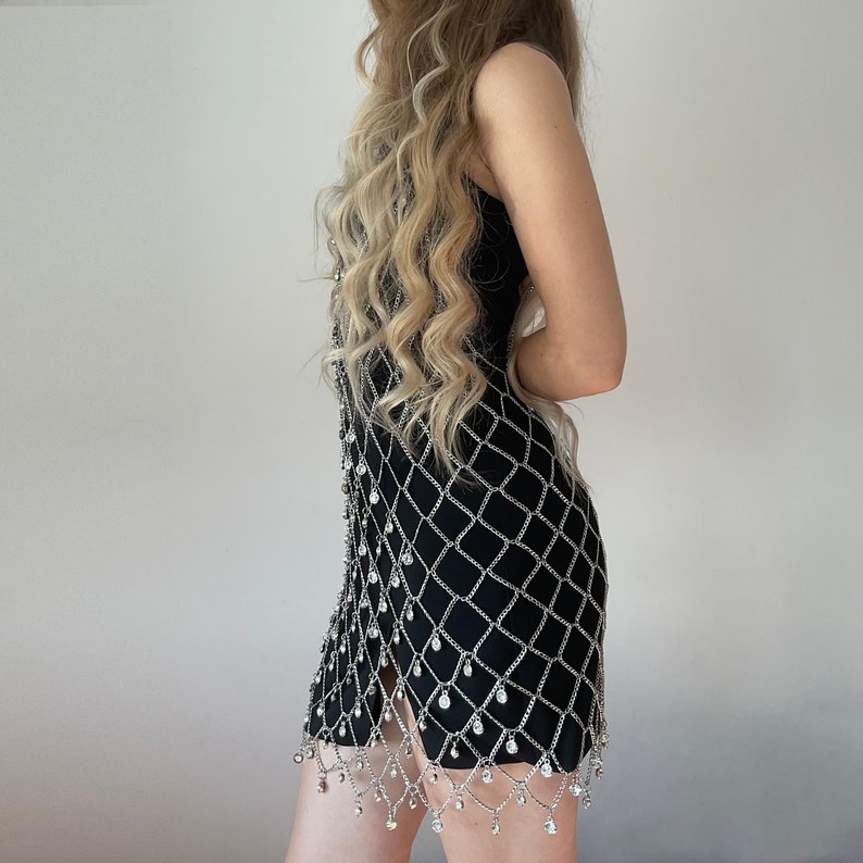 Luxurious Elegant Rhinestone Chain Dress Unique Silver Body Jewelry ...