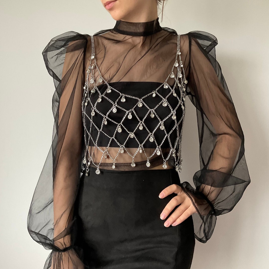 Luxurious Silver Chain Crystal Top Unique Elegant Body Jewelry - Etsy