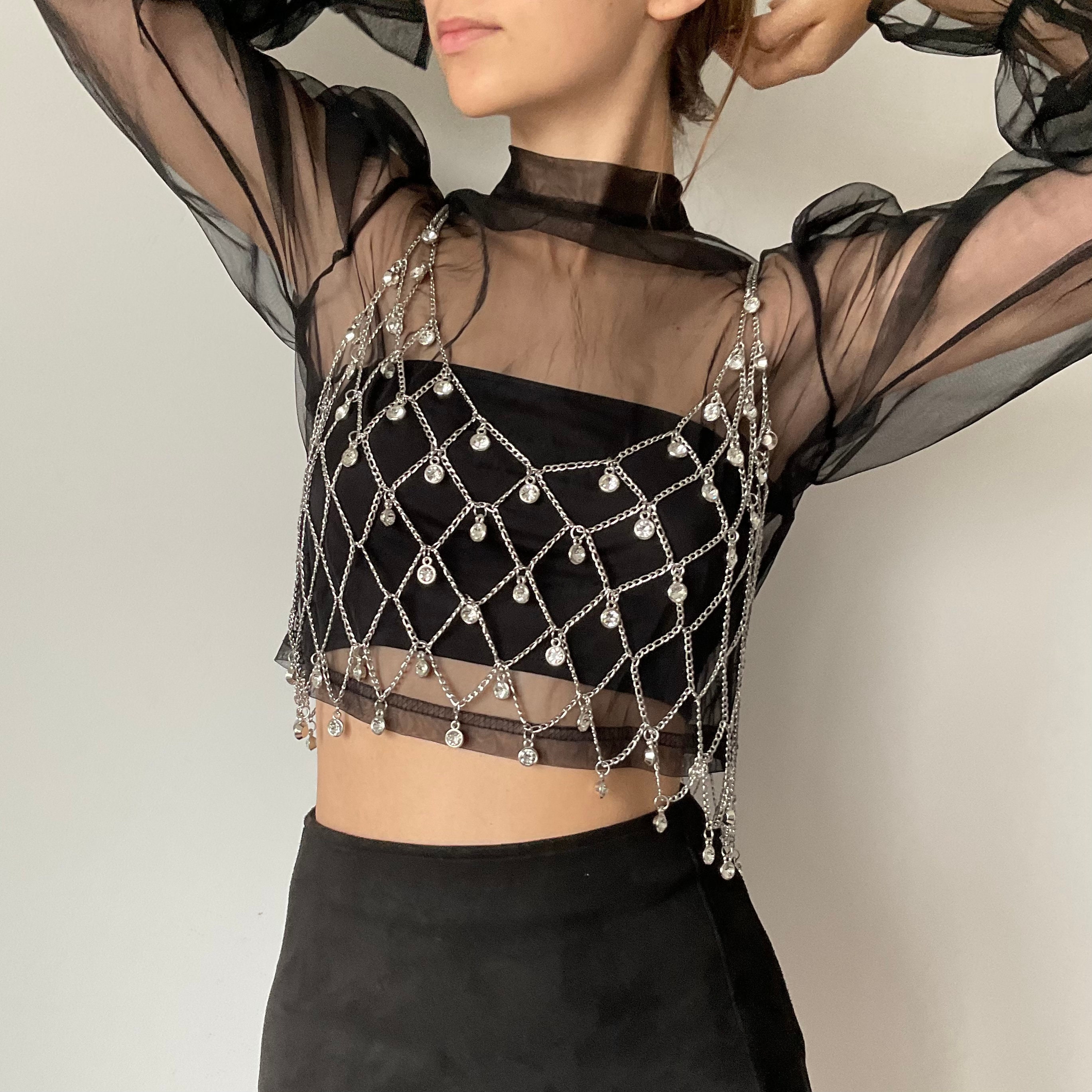 Luxurious Silver Chain Crystal Top Unique Elegant Body Jewelry - Etsy