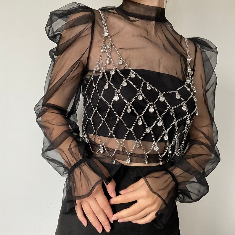 Luxurious Silver Chain Crystal Top Unique Elegant Body Jewelry - Etsy