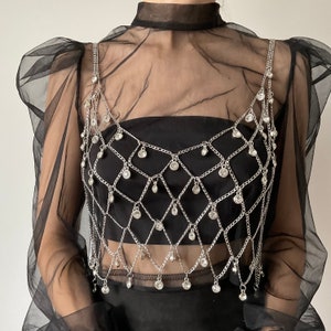 Luxurious Silver Chain Crystal Top Unique Elegant Body Jewelry ...