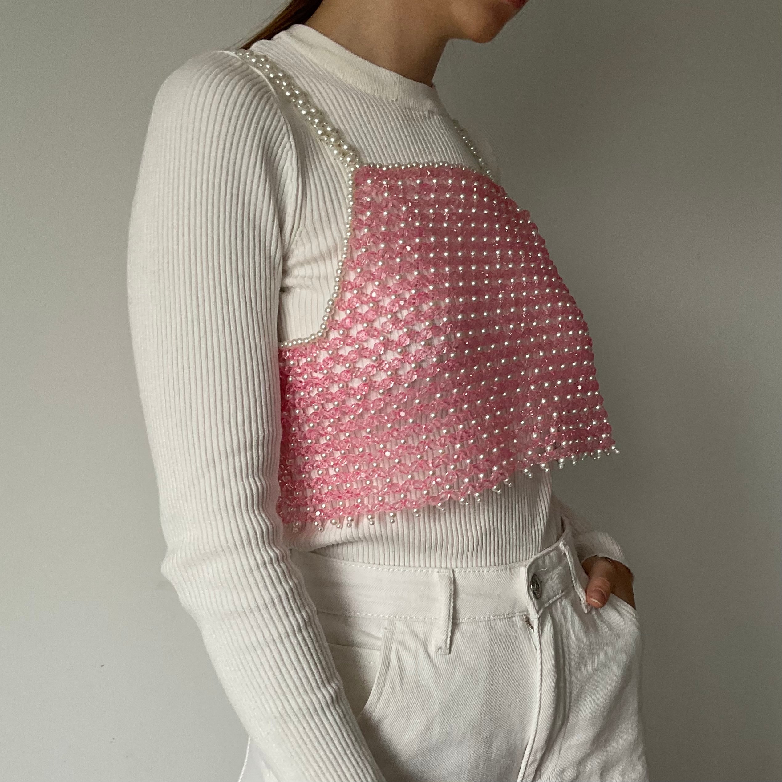 Romantic Cute Pink Beaded Crop Top Wedding Party Festive Accessories ...