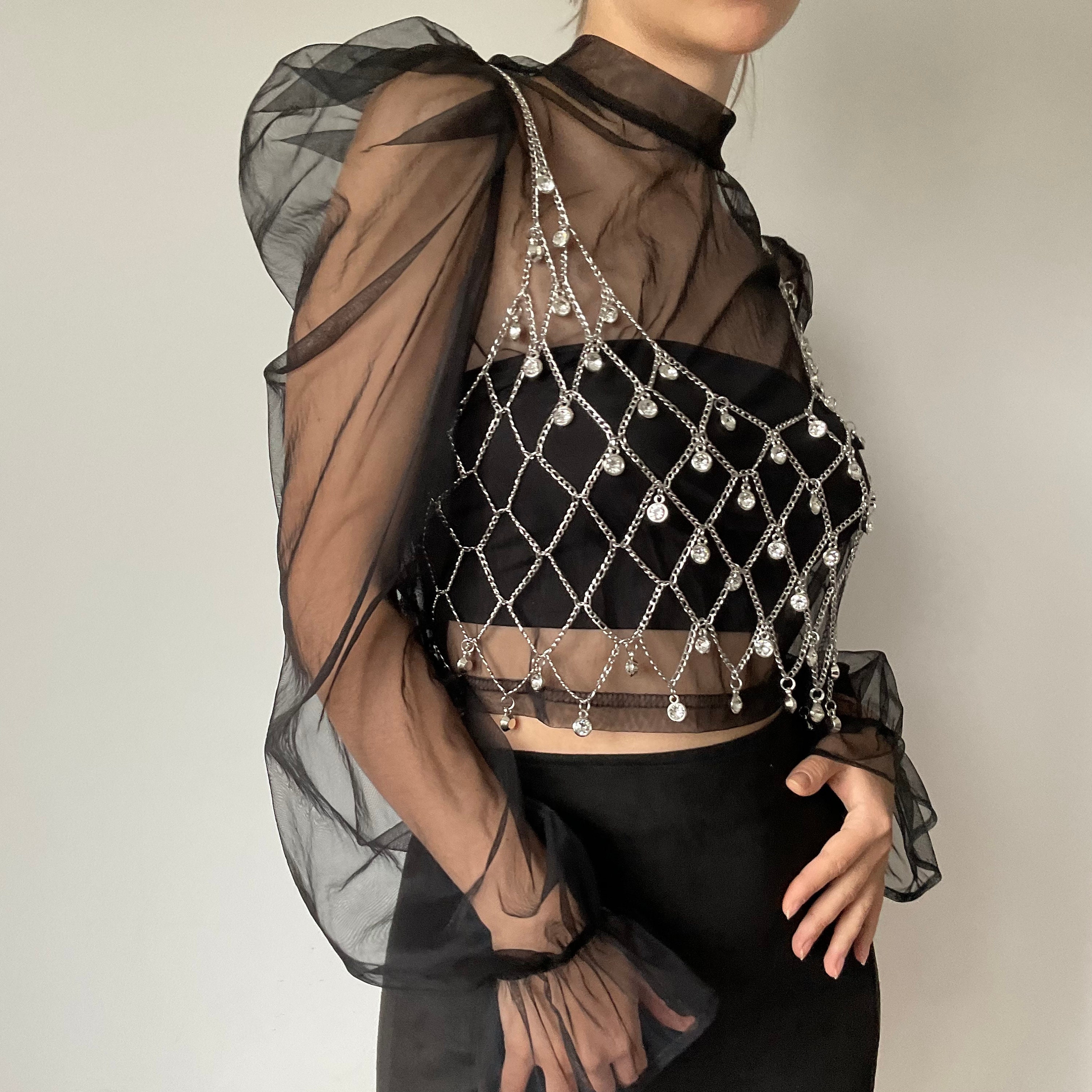 Luxurious Silver Chain Crystal Top Unique Elegant Body Jewelry - Etsy