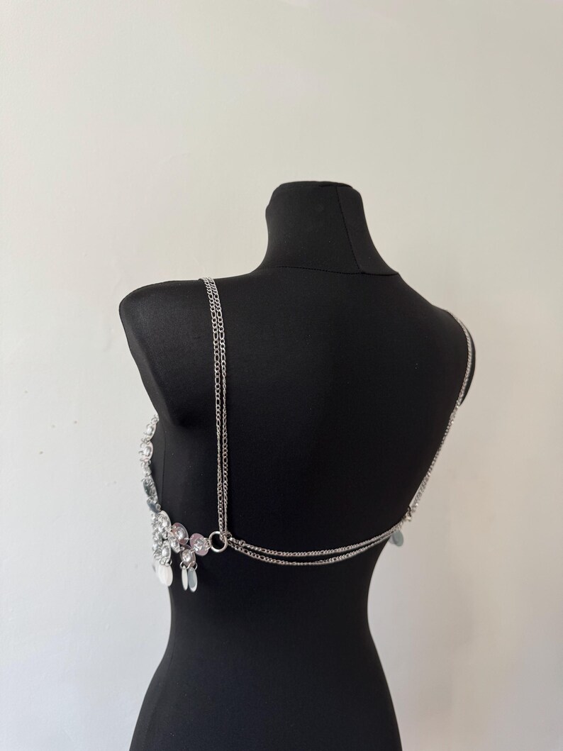 Luxury Crystal Sequin Chain Top – Handmade Backless Festival Body ...