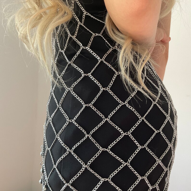 Luxurious Elegant Rhinestone Chain Dress Unique Silver Body Jewelry ...