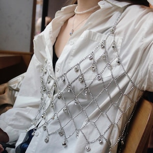 Luxurious Silver Chain Crystal Top Unique Elegant Body Jewelry ...