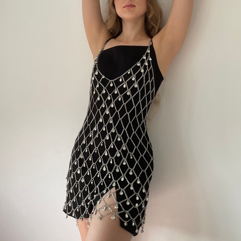 Luxurious Elegant Rhinestone Chain Dress Unique Silver Body Jewelry ...