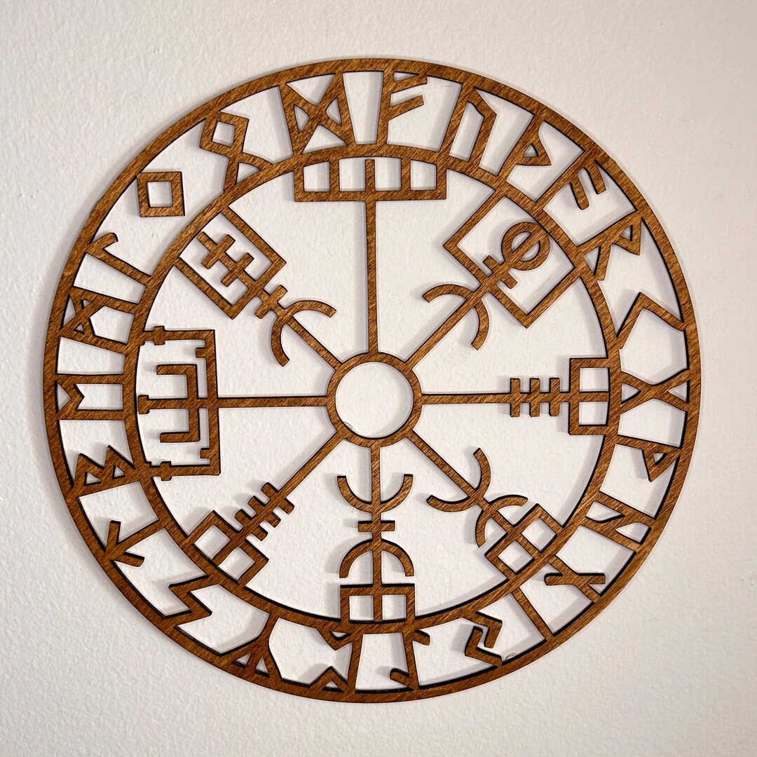 Viking Vegvísir Wall Art – Runic Compass, Norse Protection Decor - Etsy