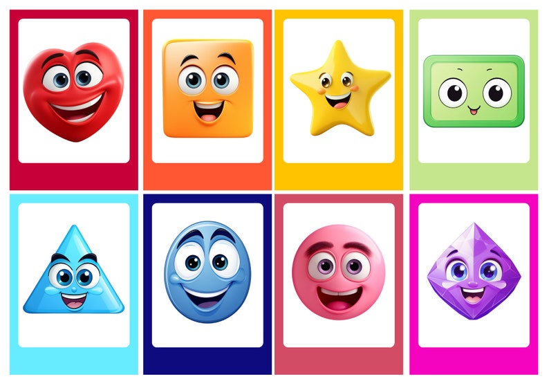 Kids Flash Cards Shapes Free 10 Coloring Pages - Etsy