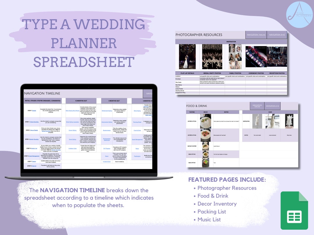 ALL-IN-ONE Wedding Planning Spreadsheet | Google Sheets | Type A Couple ...