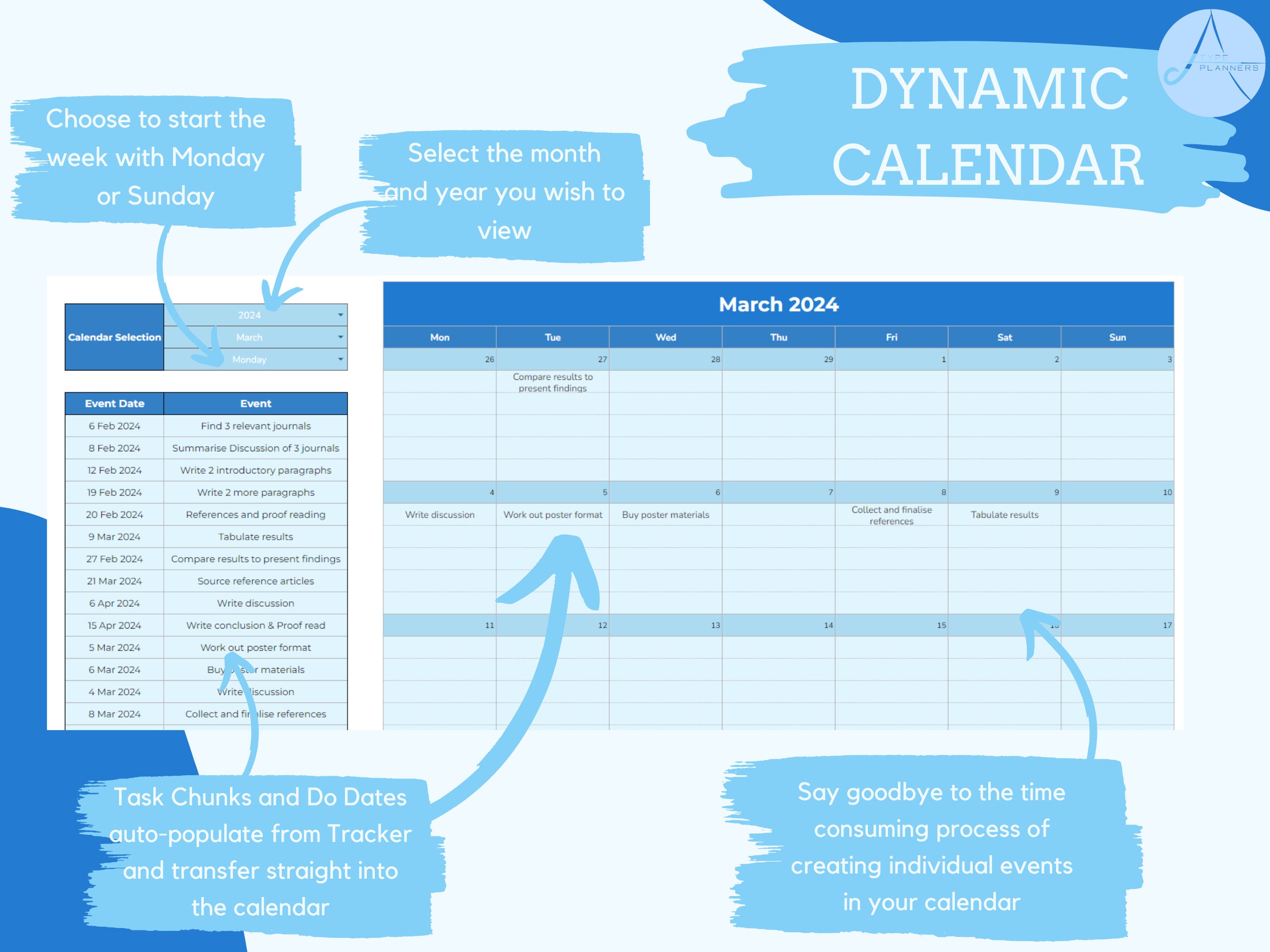 ASSIGNMENT, TASK, STUDY Tracker | Task Chunking | Dynamic Calendar ...