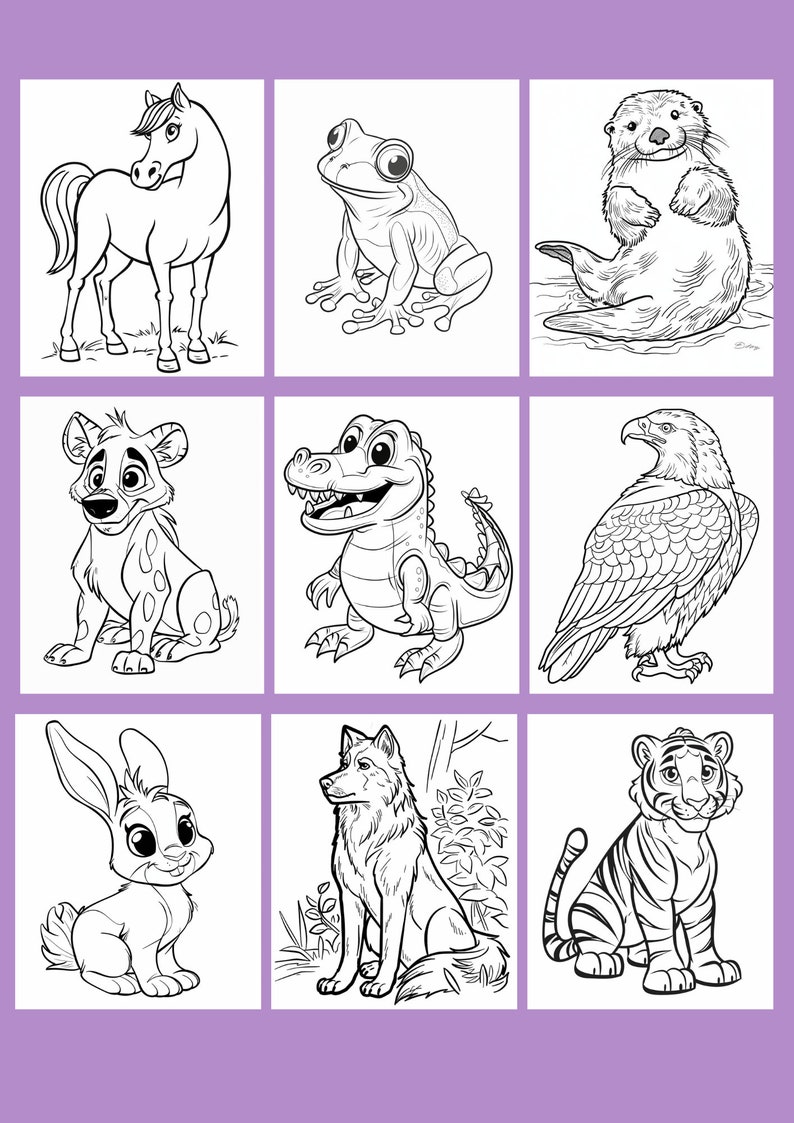 Printable Animal Coloring Pages Kids 20 Pages - Etsy