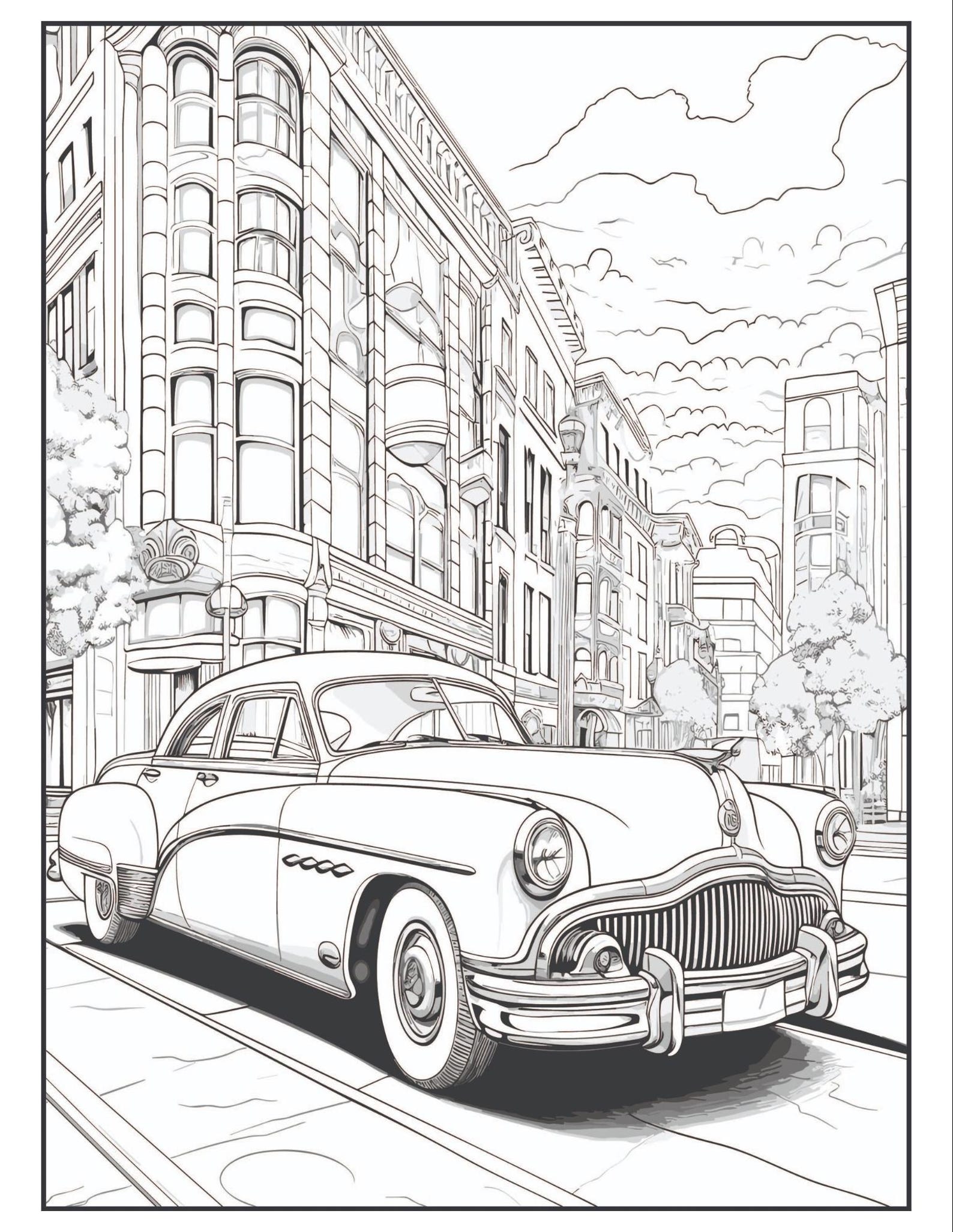 Printable Coloring Book Coloring Pages of Classic Cars Activity Book ...
