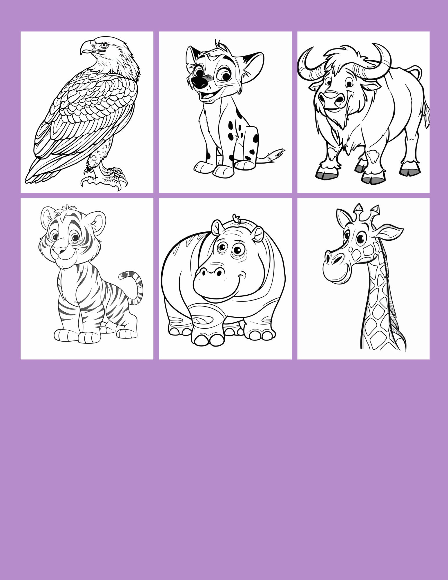 20 Printable Animal Coloring Pages - Etsy