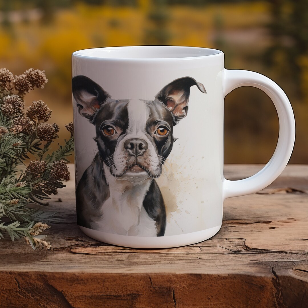 Dog Artwork Water Color Boston Terrier 11oz Mug Unique Design Coffee ...